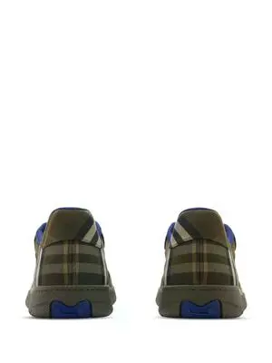 Burberry Checked Canvas Lace-up Sneakers - Green