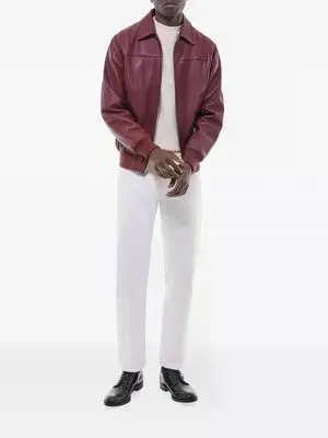 FURSAC Leather Bomber Jacket - Red