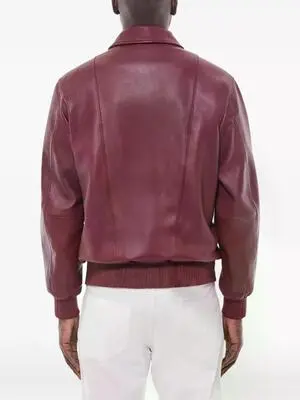 FURSAC Leather Bomber Jacket - Red
