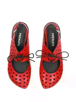 Premiata Perforated Ballerina Shoes With Buckle-fastening Ankle Strap - Red