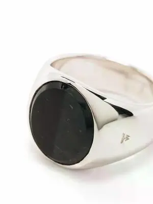 Tom Wood Oval Blue Hawk Eye Signet Ring - Silver