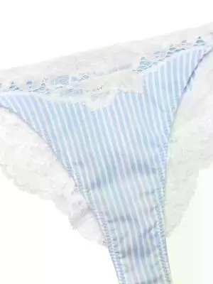 FLEUR DU MAL Lace-trimmed Striped Briefs