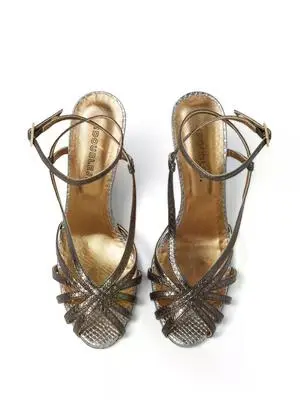 La DoubleJ The Weekend Wedge Sandals In Metallic Snakeskin Effect