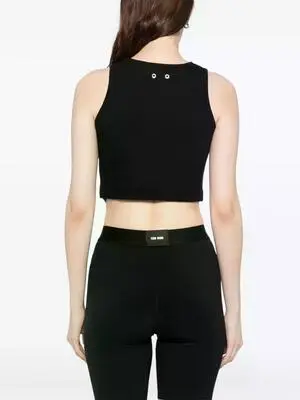 TEAM WANG DESIGN Ribbed Knit Logo Tank Top - Black
