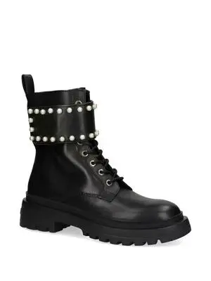 Moschino Embellished Combat Boots - Black