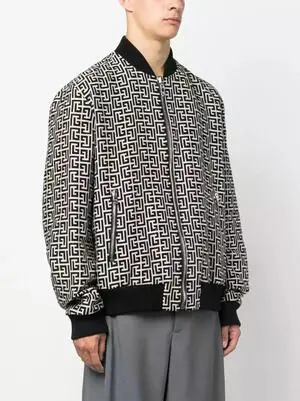 Balmain Monogram-pattern Reversible Bomber Jacket