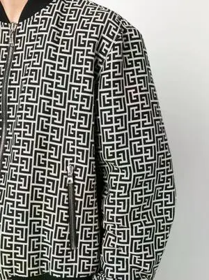 Balmain Monogram-pattern Reversible Bomber Jacket