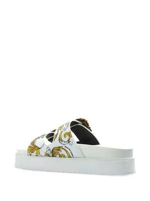 Versace Double Buckle Platform Slides