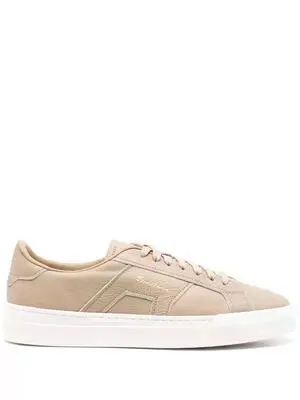 Santoni Logo Stamp Leather Sneakers - Neutrals