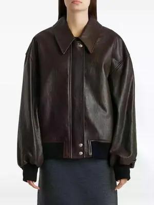 Khaite Pointed Collar Leather Jacket - Brown