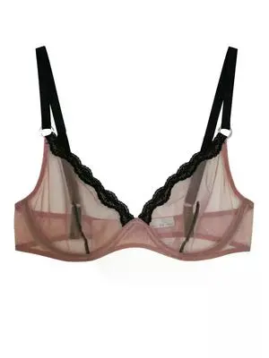 FLEUR DU MAL Sheer Tulle Demi Bra - Neutrals