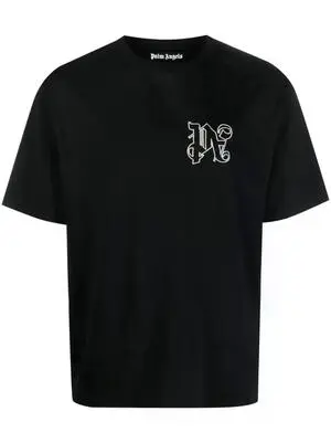 Palm Angels Pa Logo-embroidered T-shirt - Black