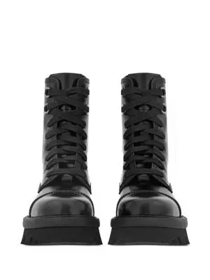 FERRAGAMO Calf Leather Chunky Sole Combat Boots