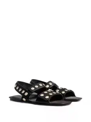 Khaite Boden Flat Sandals With Stud Detailing - Black