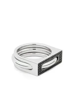 Tom Wood Black Spinel Sterling Ring Set - Silver