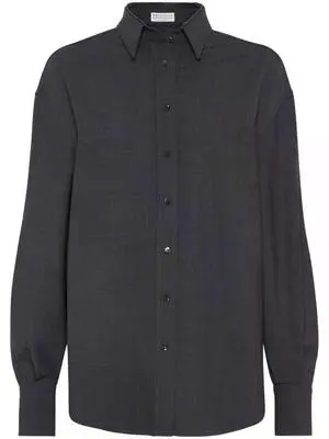 Brunello Cucinelli Monili Detail Long Sleeve Shirt - Grey