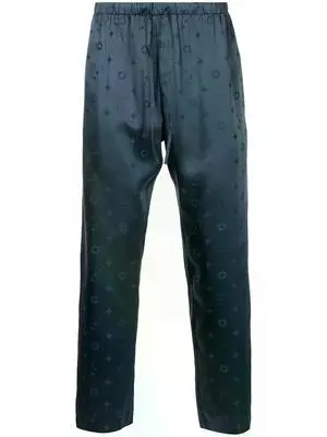 FLEUR DU MAL Jacquard Silk Pyjama Bottoms - Blue