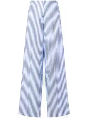 Philosophy Di Lorenzo Serafini Striped Cotton Blend Wide Leg Trousers - Blue
