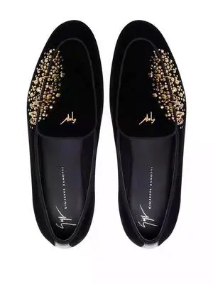 GIUSEPPE ZANOTTI Alvaro Studded Velvet Loafers