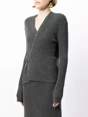 Cashmere In Love Ribbed-knit Cropped Cardigan - Grey