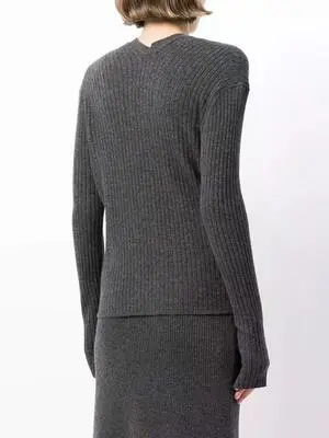 Cashmere In Love Ribbed-knit Cropped Cardigan - Grey