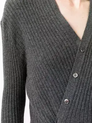 Cashmere In Love Ribbed-knit Cropped Cardigan - Grey