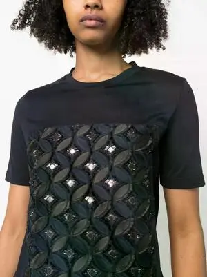 Fabiana Filippi Jacquard Embellished Crew Neck T-shirt