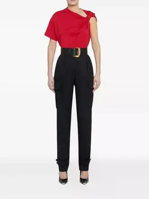 Alexander McQueen High-waisted Wool Trousers With Embossed Gold-tone Buttons