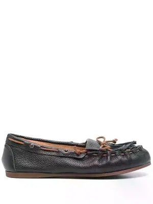 P.a.r.o.s.h Leather Loafers With Fringe Detailing - Blue