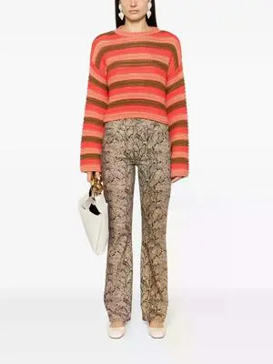 La DoubleJ Bell-sleeve Striped Jumper - Red