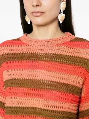 La DoubleJ Bell-sleeve Striped Jumper - Red