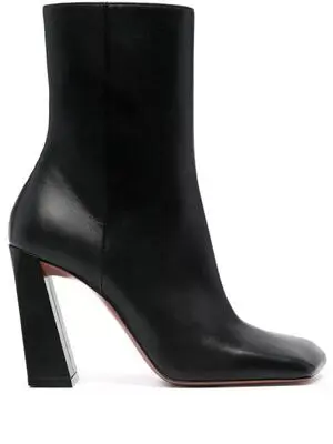 Amina Muaddi Marine 100mm Leather Ankle Boots