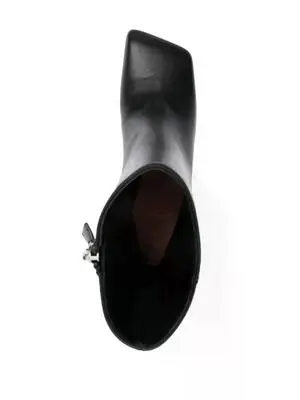 Amina Muaddi Marine 100mm Leather Ankle Boots
