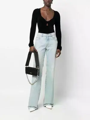 MSGM Ribbed Twist-front Long-sleeve Top