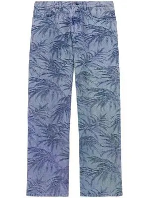 Palm Angels Palm Tree Print Straight-leg Jeans - Blue