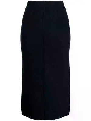 Pringle Of Scotland Elasticated-waist Wool-cashmere Blend Midi Skirt - Blue