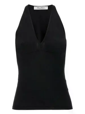 Max Mara Sleeveless V-neck Top - Black