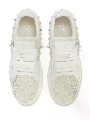 GIUSEPPE ZANOTTI Frankie Crystal-encrusted Double-zip Low-top Sneakers