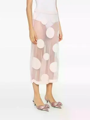 Viktor & Rolf Polka Dot Midi Skirt - Pink