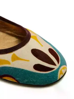 La DoubleJ Velvet Ballerina Shoes With Ankle Tie Fastening