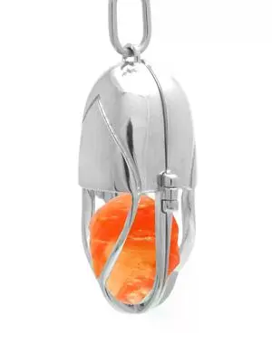CAPSULE ELEVEN Carnelian Statement Pendant Necklace - Silver