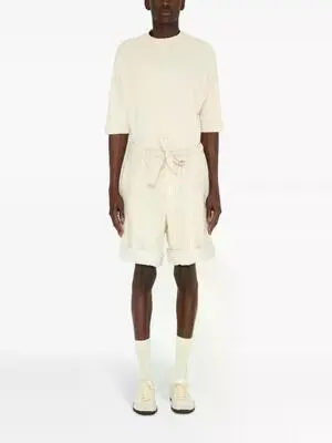 MAISON MARGIELA Striped Cotton Blend Shorts - Neutrals