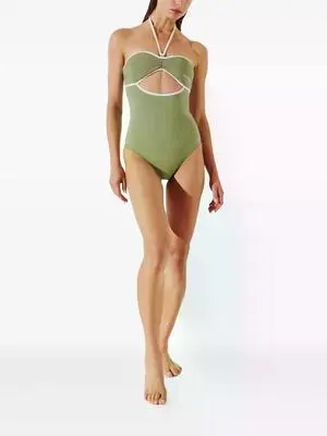 Karl Lagerfeld Halterneck One Piece Swimsuit With Cut-out Detail - Green