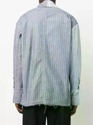 GREG LAUREN Striped Patchwork Cotton Shirt