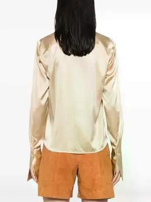 Ermanno Scervino Silk Blend Satin Shirt With Pussy-bow Collar