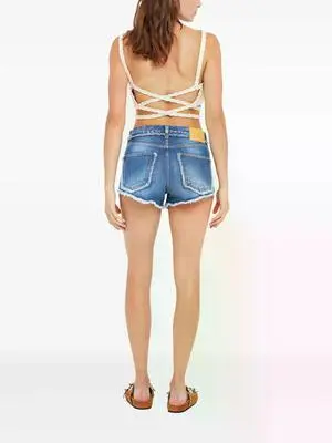 Alanui Fringed Cotton-denim Shorts