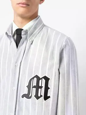 MSGM Logo-appliqué Striped Cotton Shirt