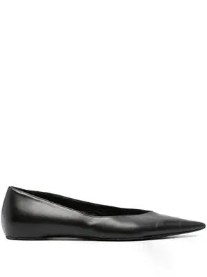TOTEME Leather Asymmetric Ballerinas - Black