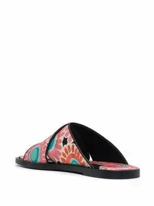 La DoubleJ Daisy-print Criss-cross Flat Sandals