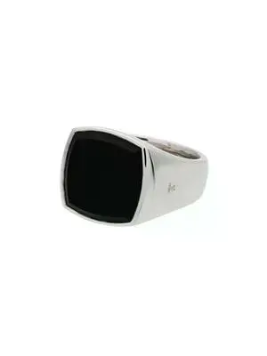 Tom Wood Cushion Onyx Sterling Signet Ring - Silver